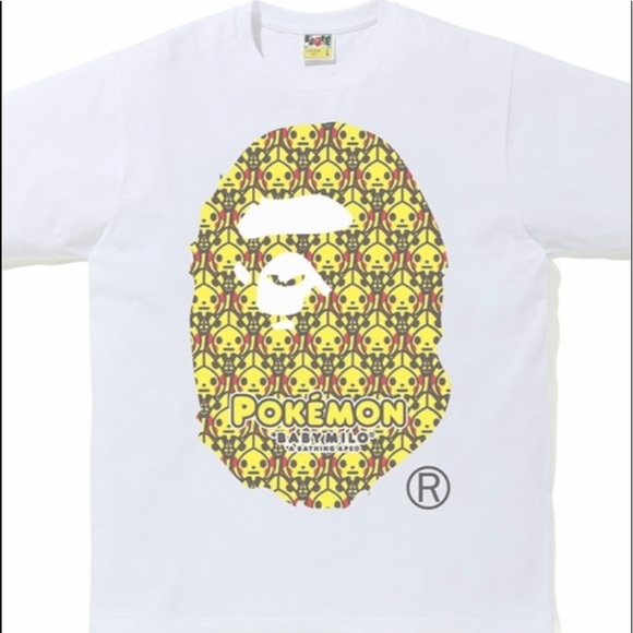 Bape | Shirts | Bape Pokemon Big Head Logo Tee White | Poshmark